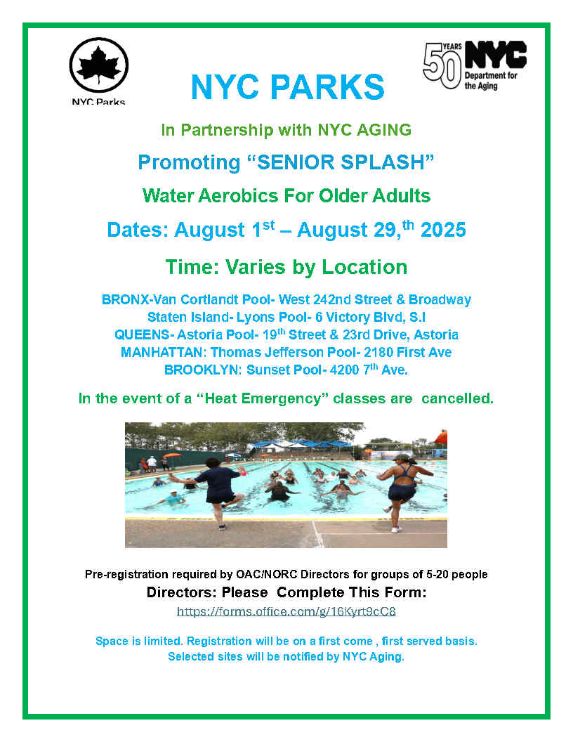 Senior Splash, August 1st - 29th - Polish Slavic Center New York